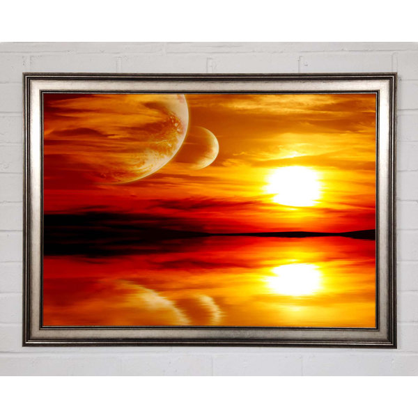 Haus am Meer Atemberaubender Planet Sonnenuntergang Gerahmter Druck | Wayfair.de